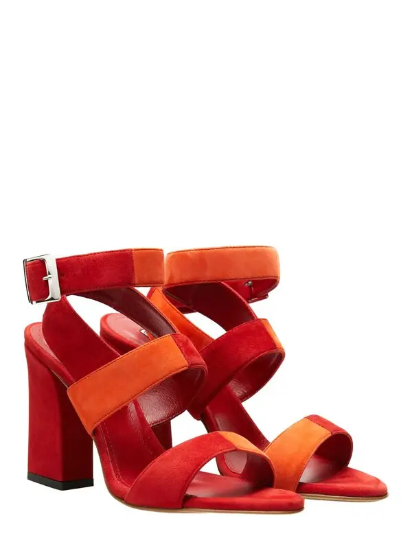 ROSAMUND MUIR LONDON Orange / Red Stefana Sole Heel Sandals - Orange/red