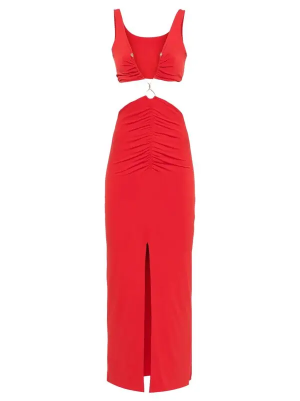 NISSA Cut-out Jersey Midi Dress - Red