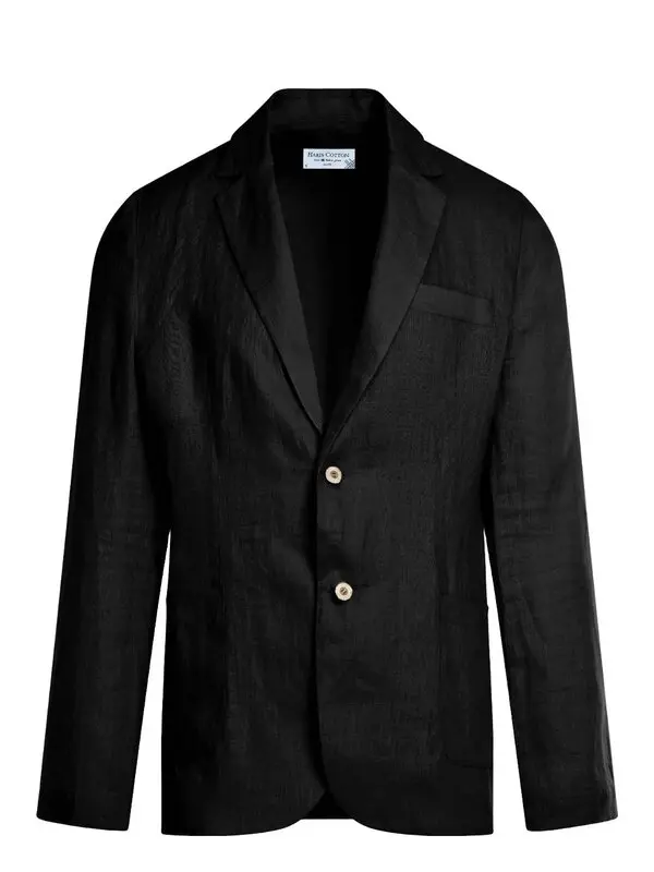 Haris Cotton Classic Linen Jacket - Black