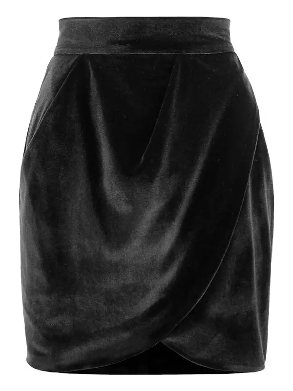 AVENUE N°29 Velvet Wrap Mini Skirt - Black