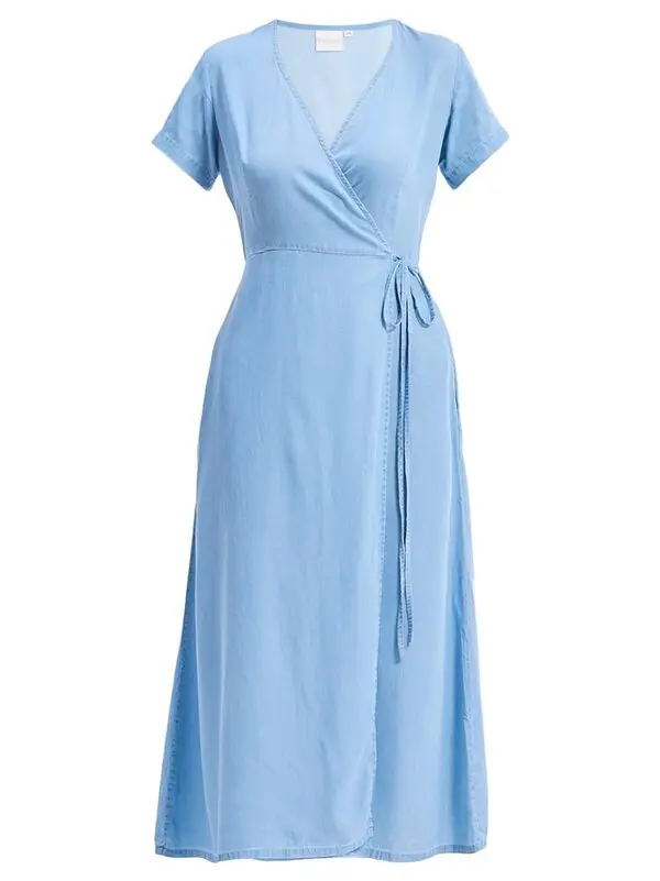 REISTOR Maxi Wrap Dress In Light - Blue