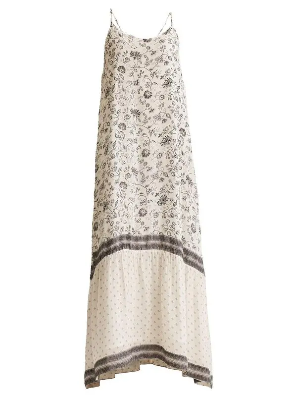 REISTOR Flowy Maxi Crepe Dress In Florals - Black