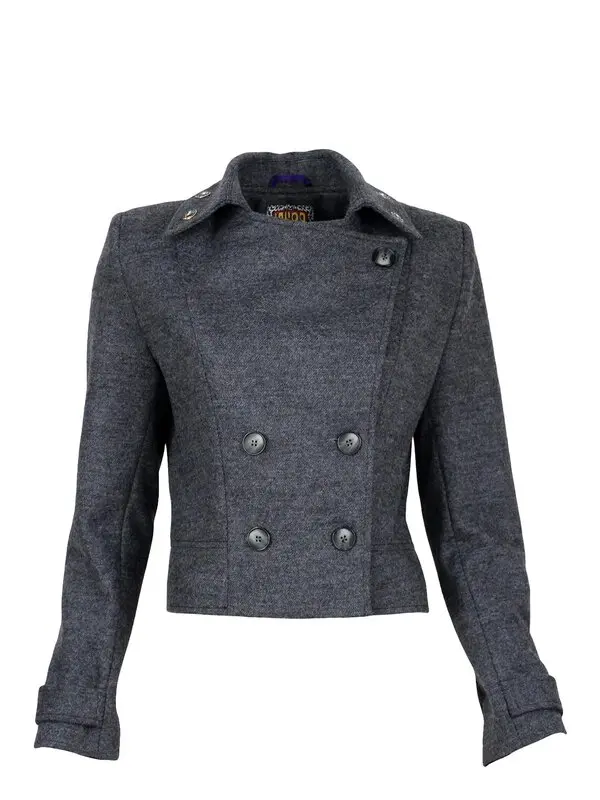 LALIPOP DESIGN Medium Wool Blend Colorful Eyelet Short Coat - Grey