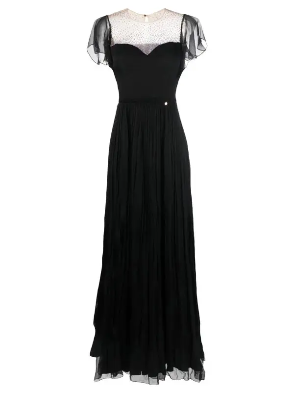 NISSA Crystal-embellished Silk Dress - Black