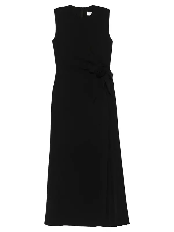 NISSA Floral-appliqué Midi Dress - Black