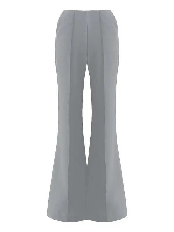 SOLGO ATELIER Jessica Fit And Flare Crepe Pant With Pintuck Detail In Space Gray - Grey