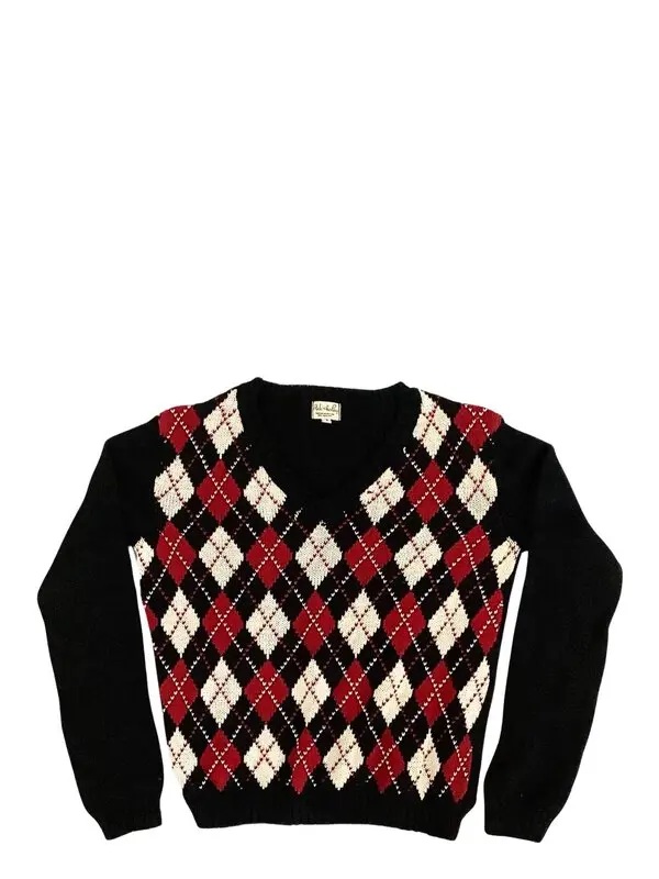 Pink Haley Nancy Argyle Knit Sweater - Black
