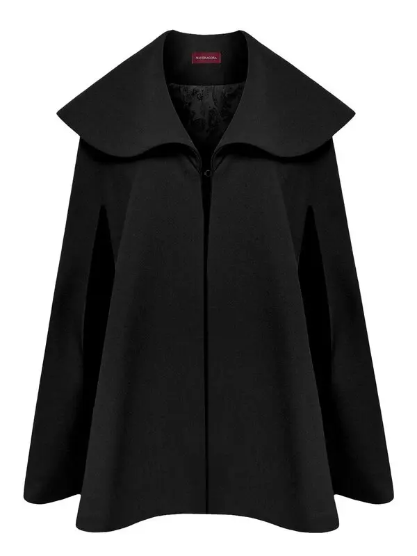 MANDRAGORA Wool Cape Sorte - Black