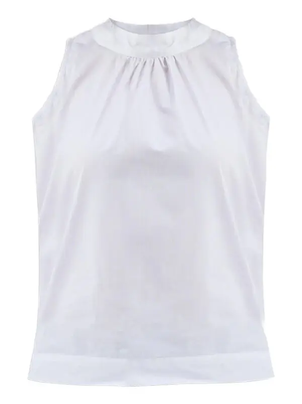 REISTOR High-neck Top With Gathers - White