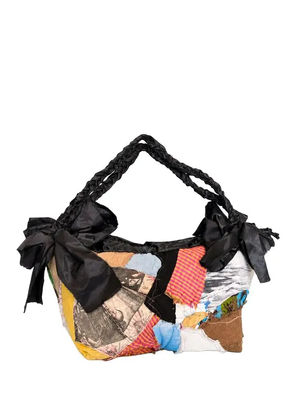 Miro Misljen Patchwork Ribbon Bucket Bag - Black