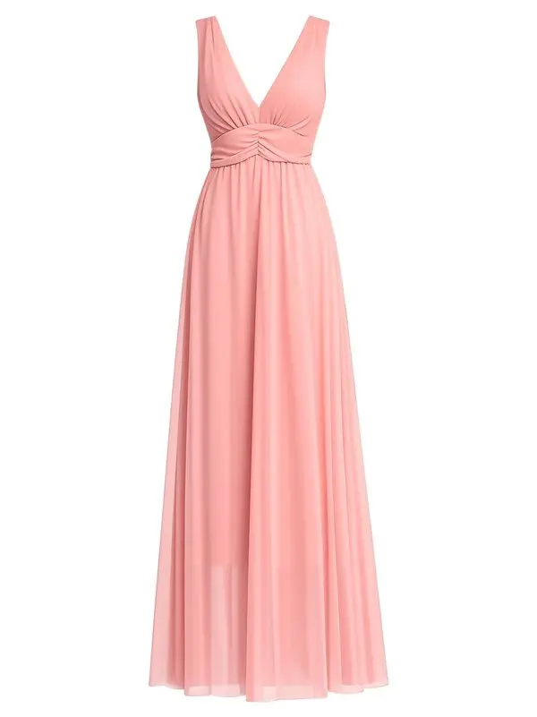 TANTRA SPAIN SL Long Tulle Dress With Straps, Pleated Waist, And Flared Skirt - Pink
