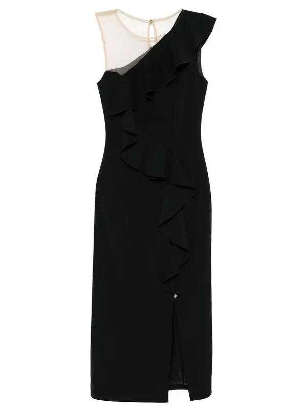 NISSA Ruffled Midi Dress - Black