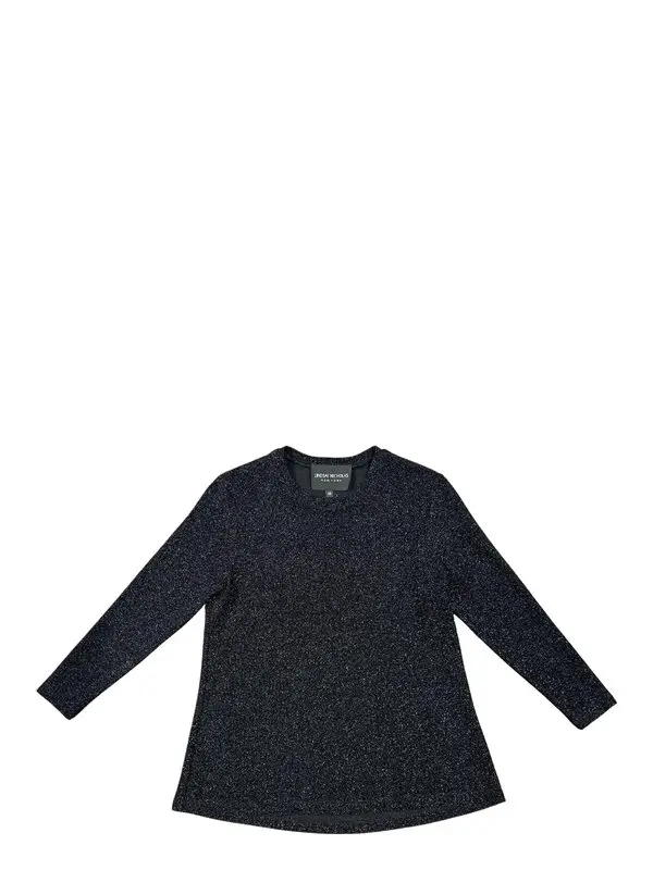 LINDSAY NICHOLAS NEW YORK Disco Glitter Bracelet Sleeve Top - Black