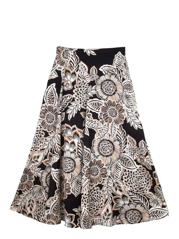 PROFILE NYC Floral Printed Slip Skirt - Black