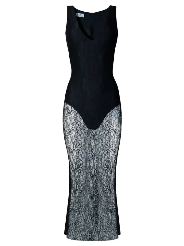 VESTIAIRE D'UN OISEAU LIBRE Lace Midi Dress - Black