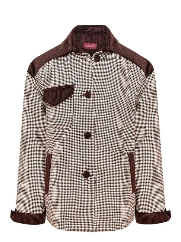 MANDRAGORA Oversized Houndstooth Jacket Retto - Brown