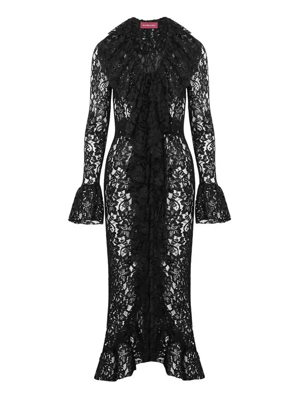 MANDRAGORA Long Laced Blouse Leya - Black