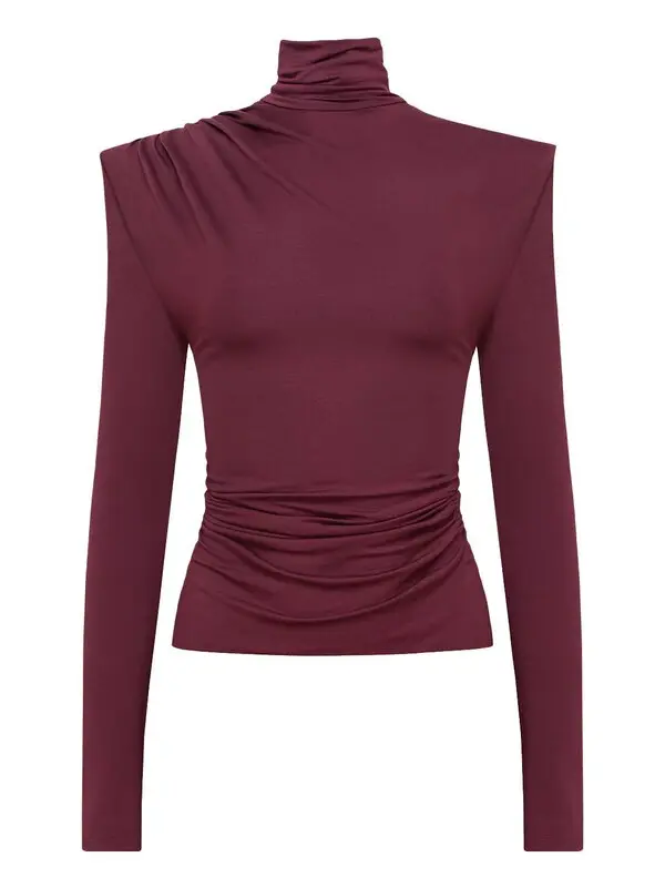 MANDRAGORA Turtleneck With Draping Varo Maroon - Red