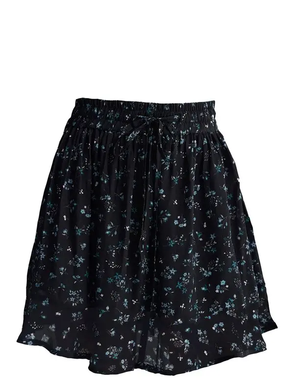 REISTOR Drawstring Short Skirt In Dark Florals - Blue