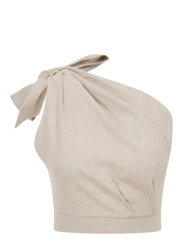THISISU COLLECTION Neutrals Sandy Crop Top Natural - Beige