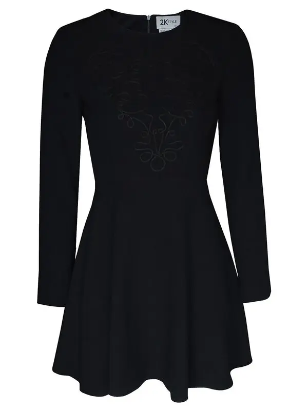 2KSTYLE Alma Hand-embellished Skater Mini Dress - Black