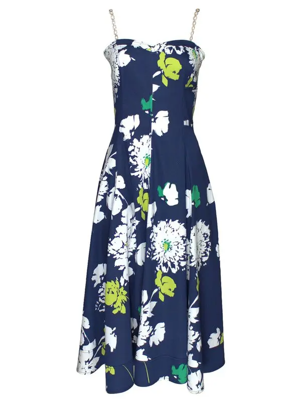LALIPOP DESIGN Two Chain-link Shoulder Straps Midi Dress - Yellow