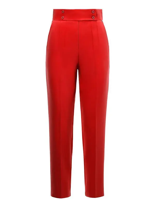 NISSA High Waisted Slim Pants - Red