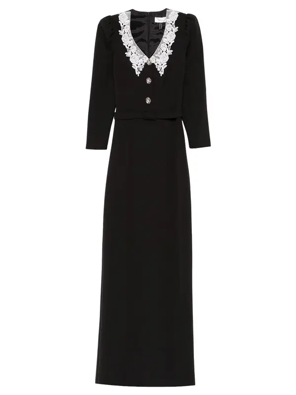 NISSA Belted Midi Dress - Black