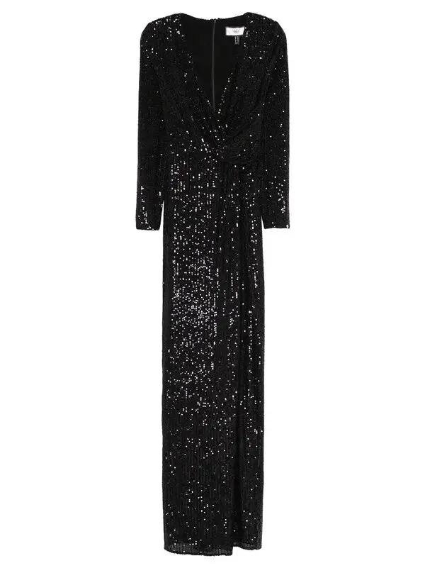NISSA Sequinned Maxi Dress - Black