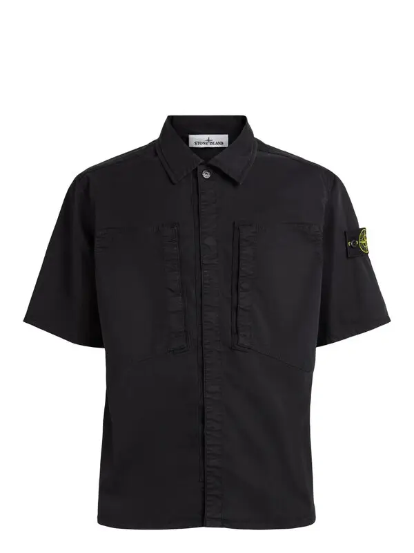 Stone Island Stretch-cotton Short-sleeve Shirt - Black