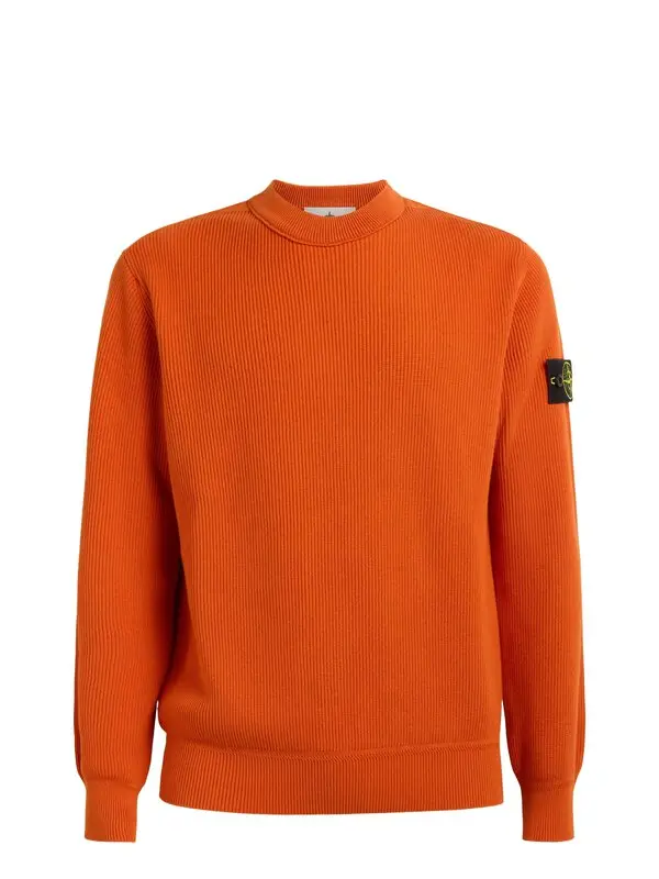 Stone Island Ribbed Compass Patch Sweatshirt - Orange