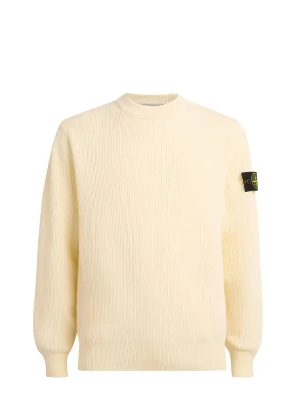 Stone Island Ribbed Compass Patch Sweatshirt - Ivory