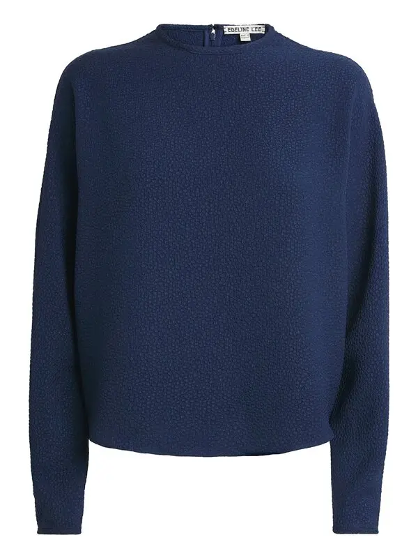 EDELINE LEE Jacquard Long-sleeve Top - Navy