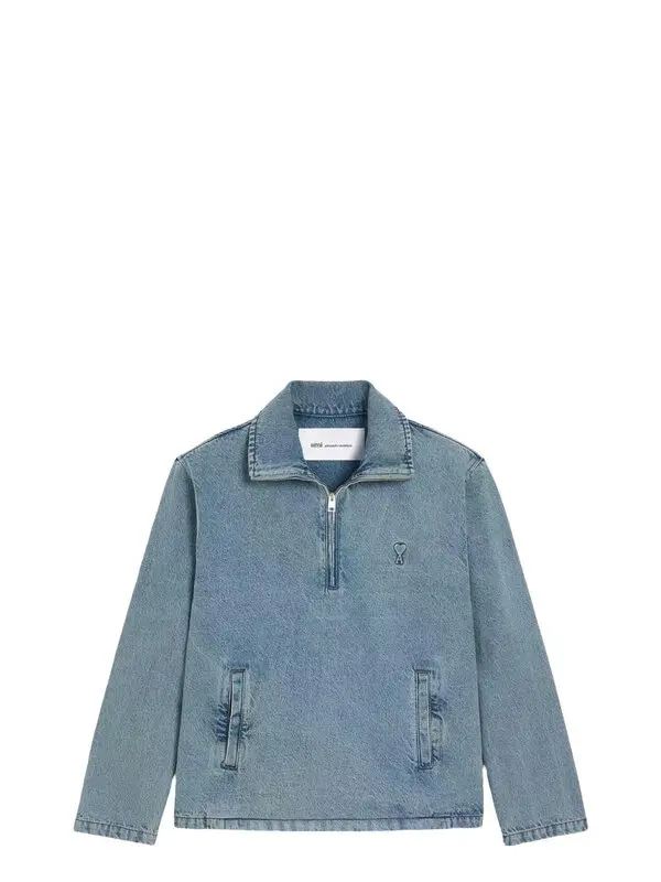 AMI Paris Cotton Vareuse With De Coeur - Blue