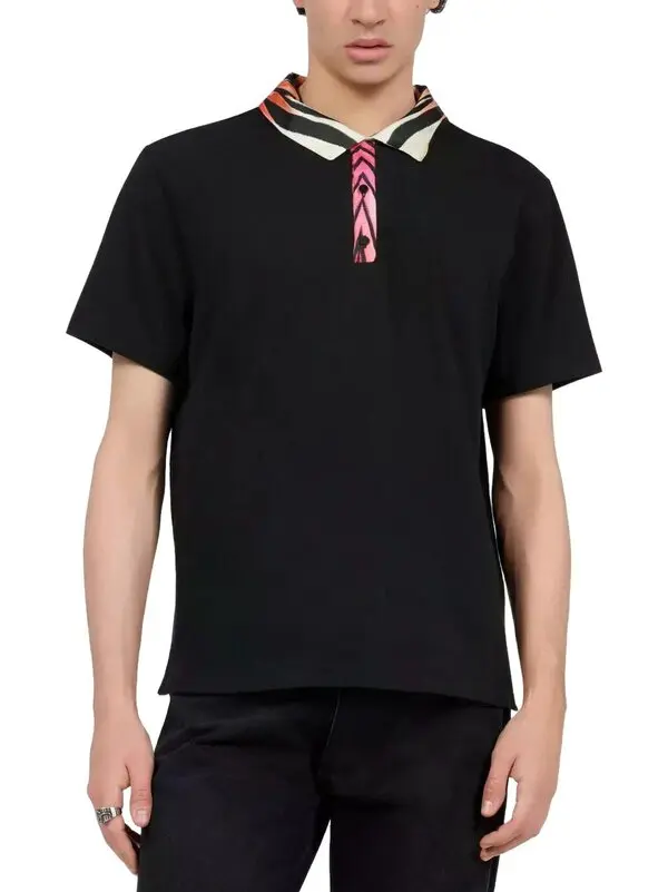 Roberto Cavalli Ray Of Paradise Collar Polo Shirt - Black