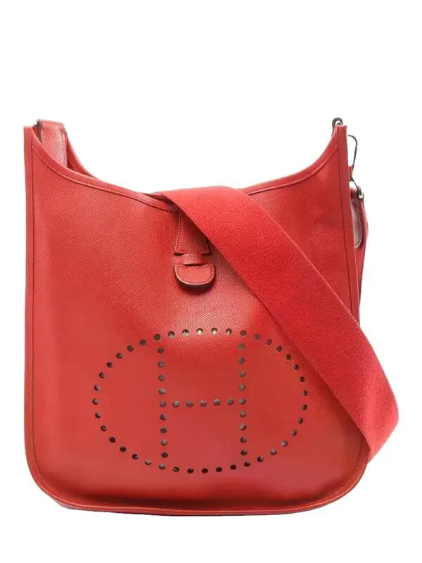 Hermès 2000s 2 De Pm Evelyn Perforated-logo Leather Shoulder Bag - Red