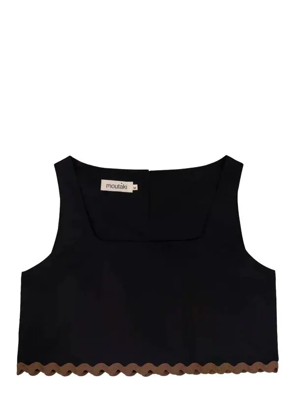MOUTAKI Scalloped-edge Cropped Top - Black