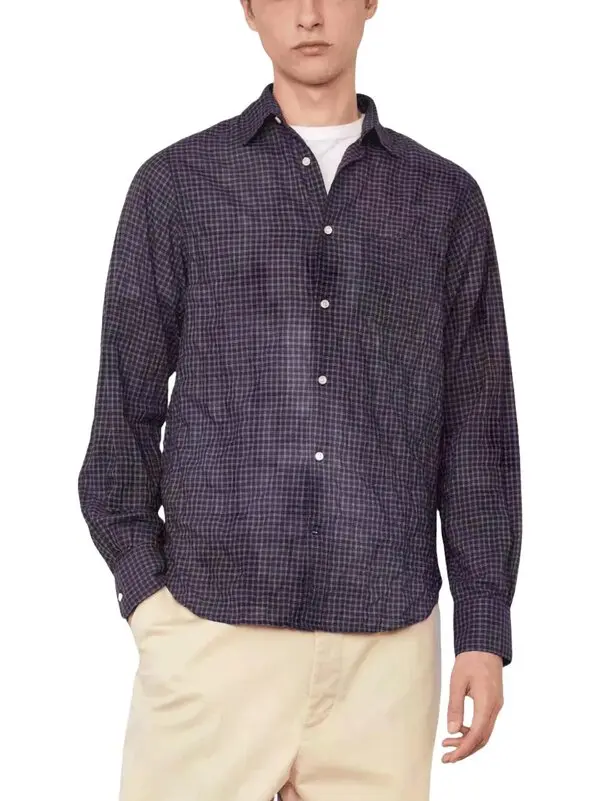 Officine Générale Check-pattern Long-sleeve Shirt - Blue