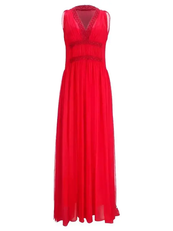 Philosophy Di Lorenzo Serafini Crochet-trim V-neck Maxi Dress - Red