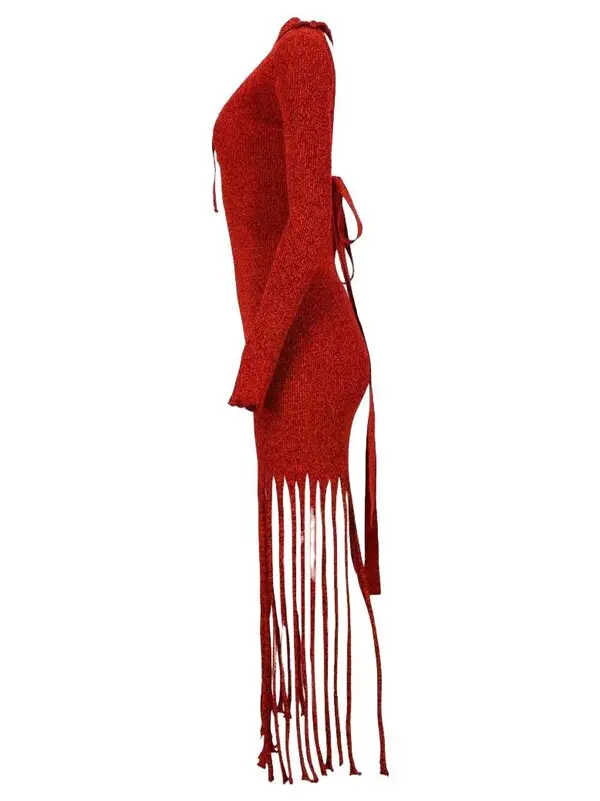 Alanui Fringed-hem Dress - Red