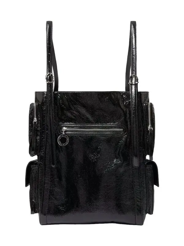 Stella McCartney Crinkled-finish Multi-pocket Tote Bag - Black