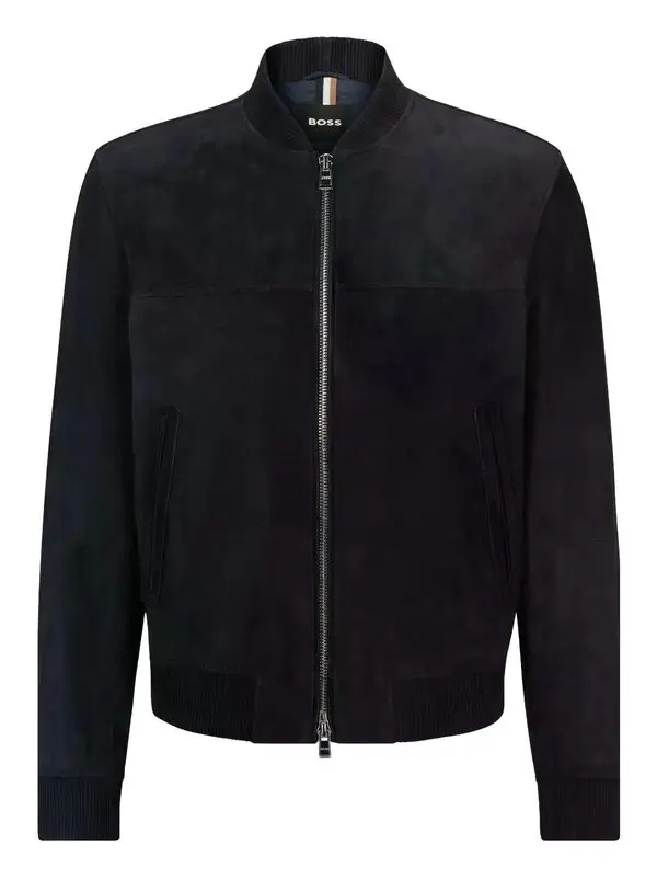 BOSS Suede Bomber Jacket - Blue