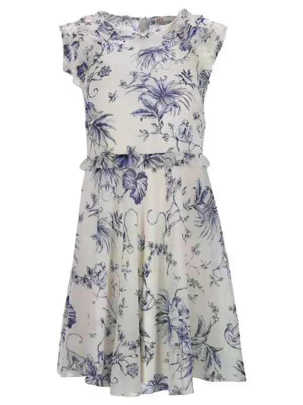 Valentino Garavani Ruffle Floral-print Dress - Neutrals