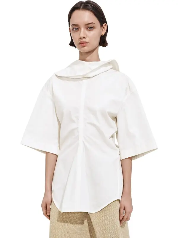 Bottega Veneta Compact Cotton Toile Top - Chalk