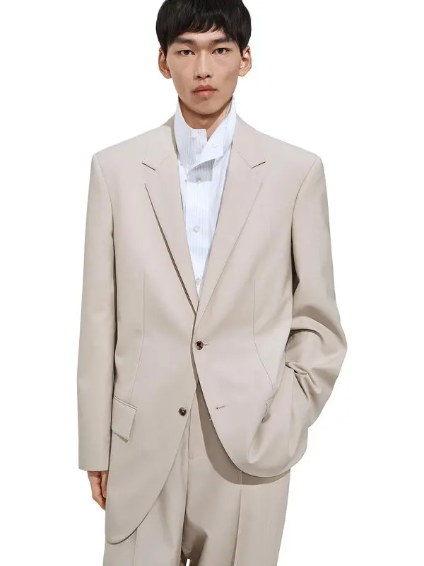 Bottega Veneta Wool And Cotton Jacket - Beige/light Blue