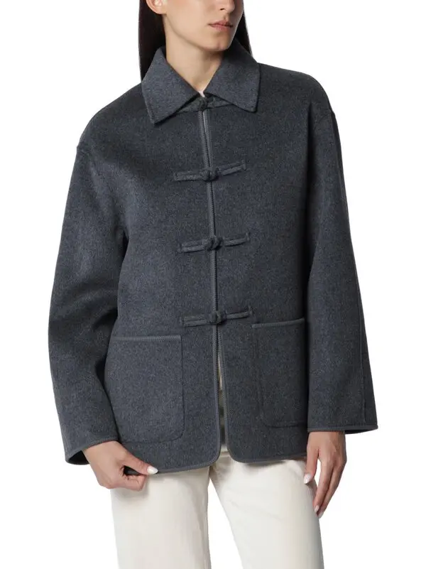 RÓHE Dark Mélange Double-faced Wool Jacket With Pankou Closure - Grey