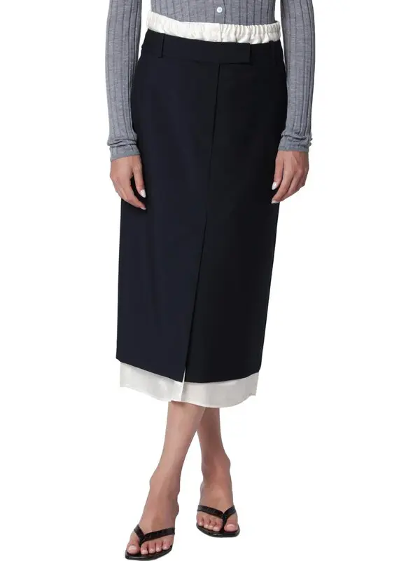 RÓHE Navy Skirt With Boxer Detail - Blue