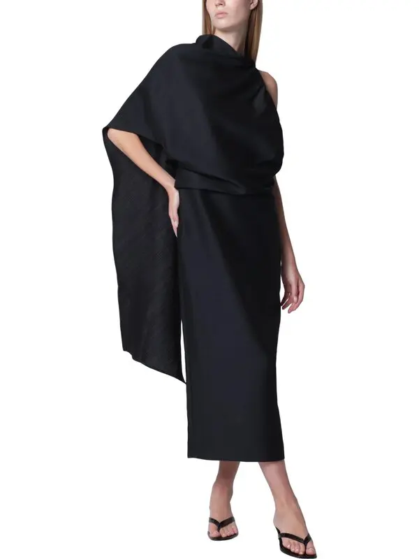 RÓHE Midnight Blue One-shoulder Midi Dress - Black