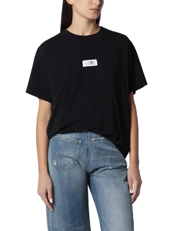 MAISON MARGIELA Cotton Jersey T-shirt With Logo Patch - Black