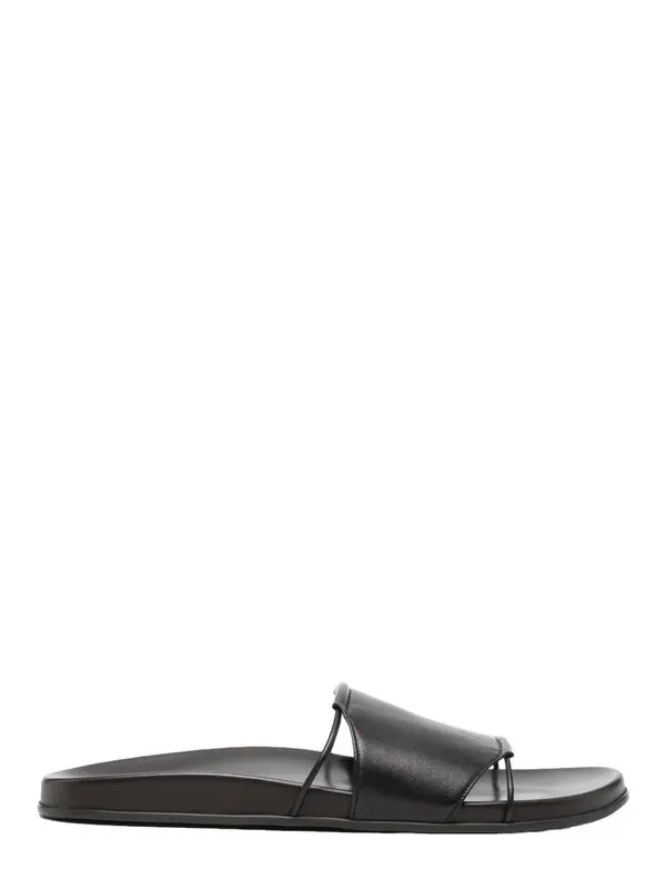 THE ROW Vivienne Leather Slide Sandals - Black